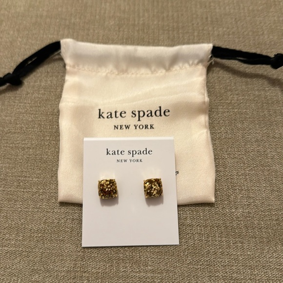 kate spade | Jewelry | Kate Spade Gold Glitter Square Studs | Poshmark